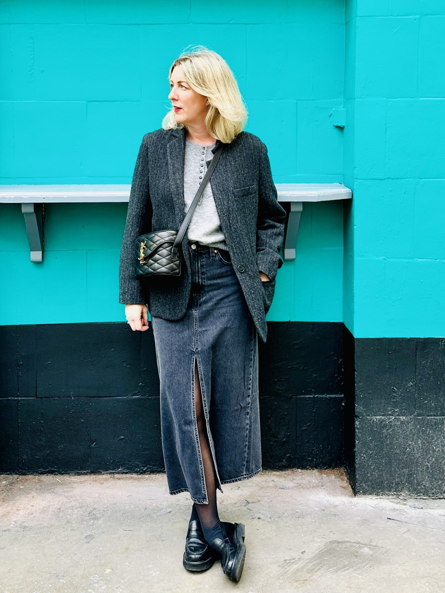 7 ways to wear your denim midi skirt - WearsMyMoney